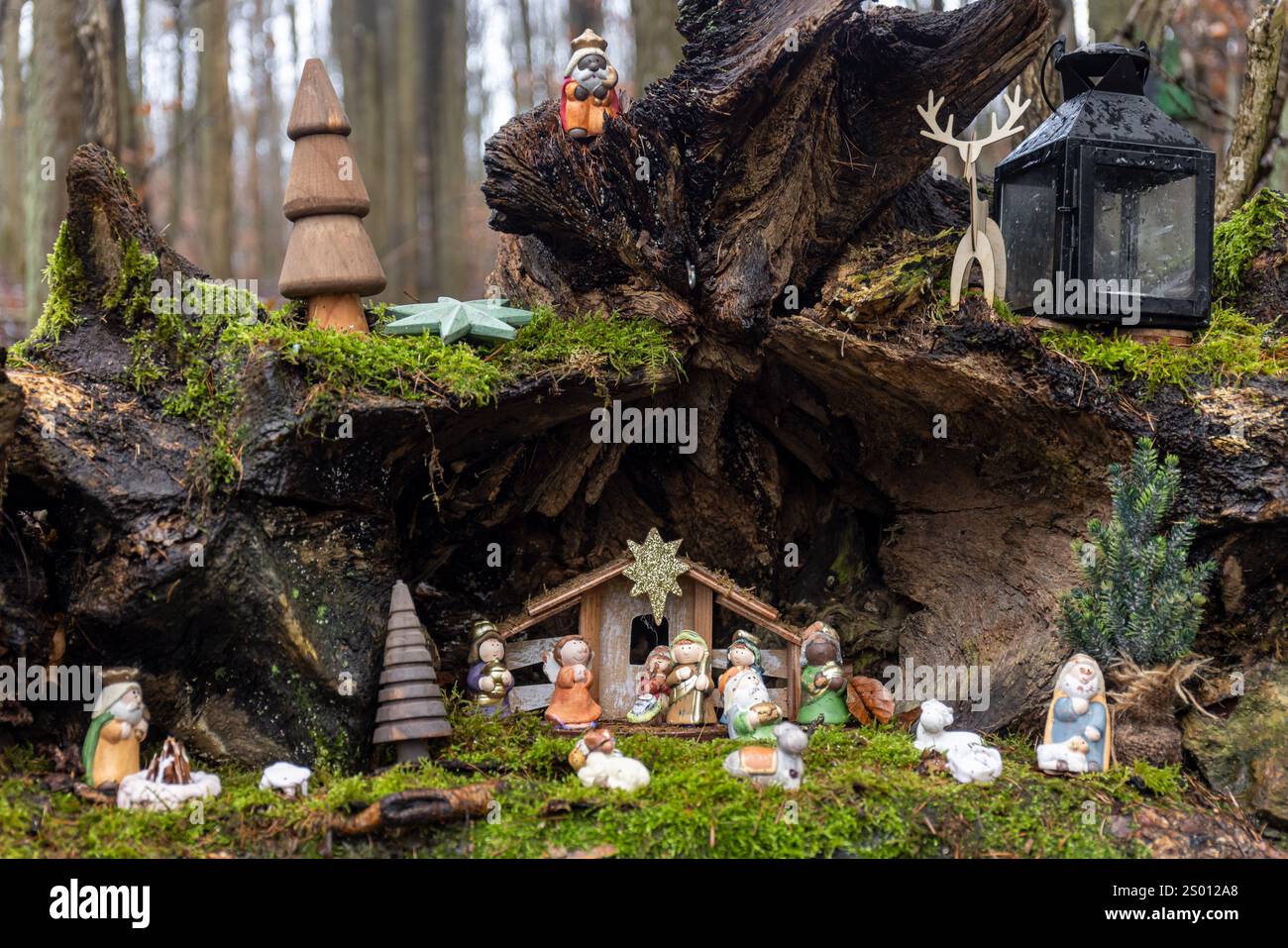 Biebertal, Germany. 23rd Dec, 2024. View of a nativity scene along the ...