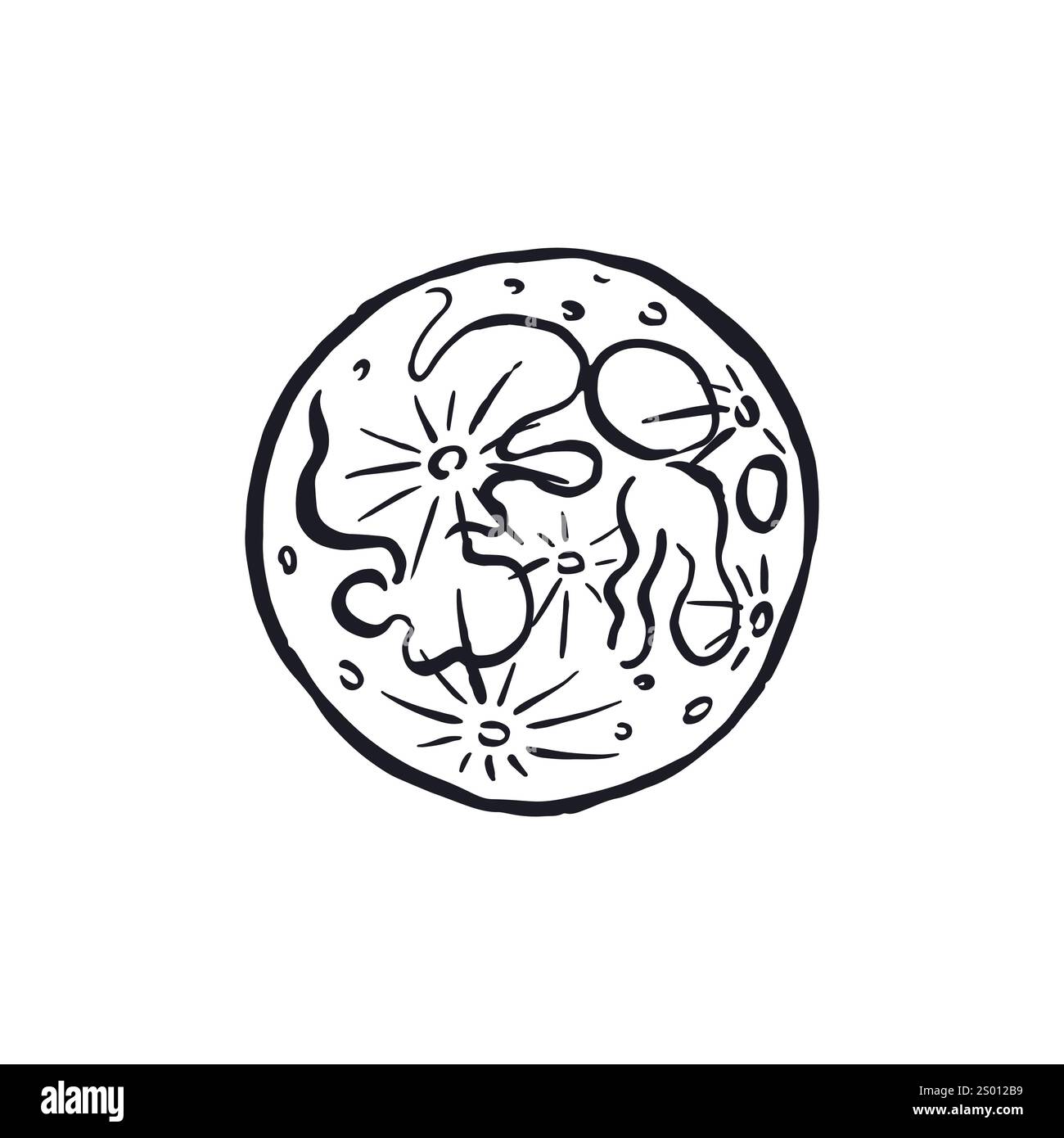 Hand drawn monochrome inky sketch style full moon Stock Vector Image ...