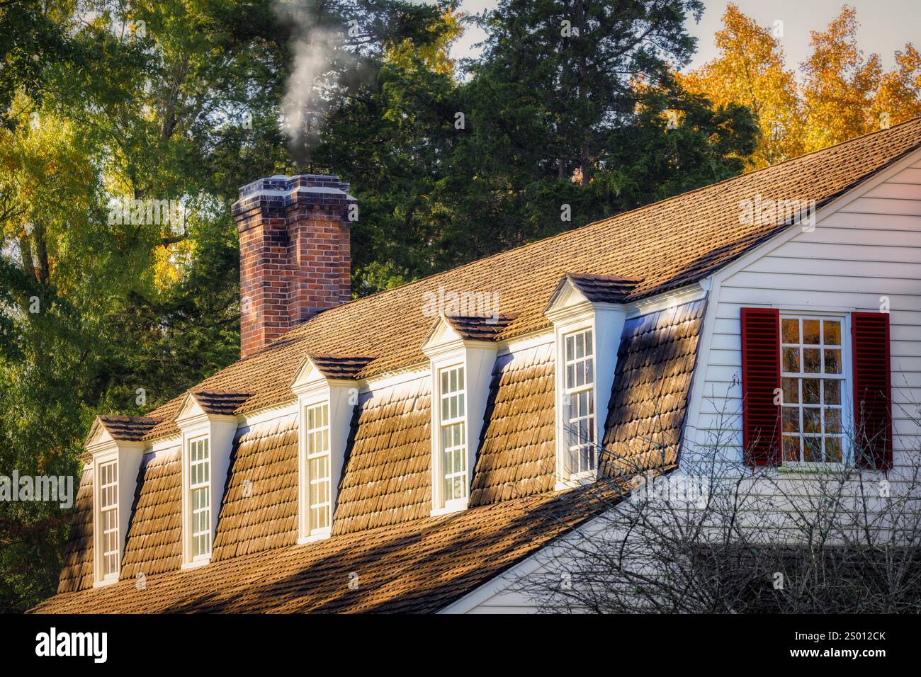 Smoke leaves a chimney on an autumn morning at Campbell's Tavern in the ...