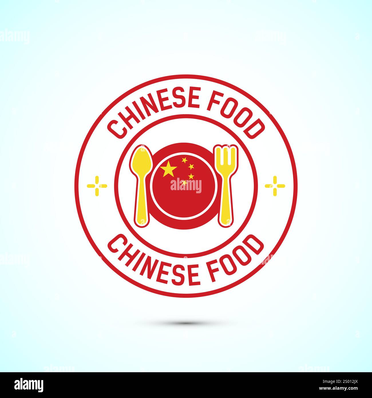 Chinese food icon badge with flag, suitable for restaurant business ...