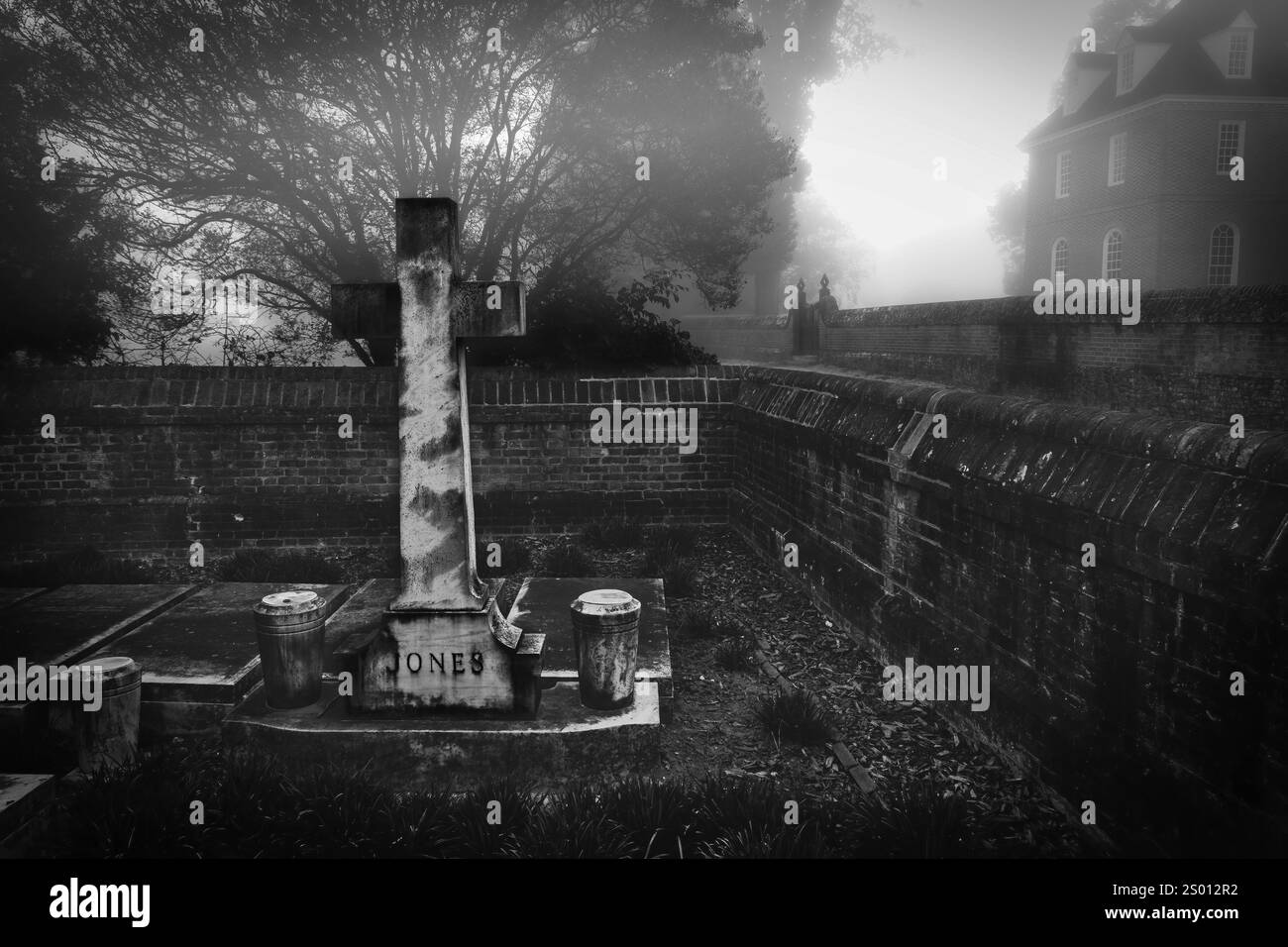 Morning fog at the Jones Family Cemetery on an October morning at the ...