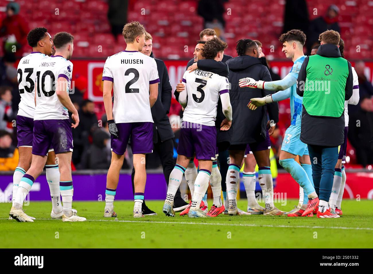 Manchester, UK. 22nd Dec, 2024. Bournemouth players celebrate at full ...