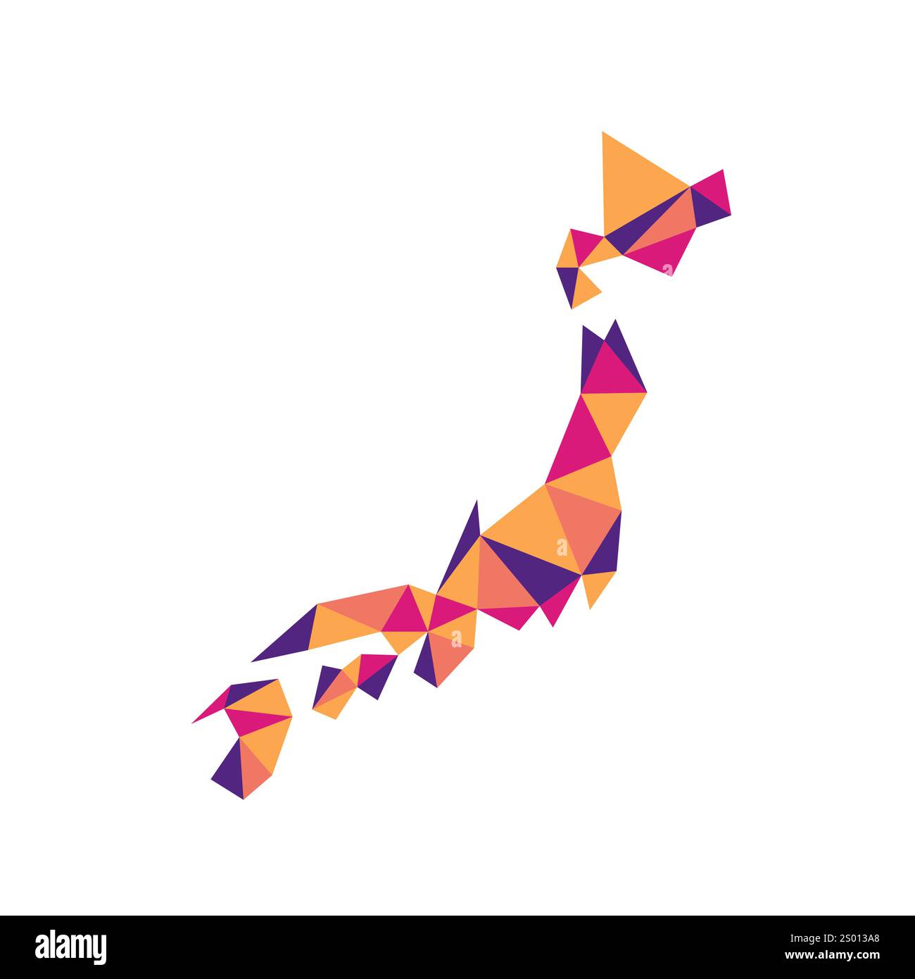 Japan low poly origami style map. Geometric map simple abstract tech ...