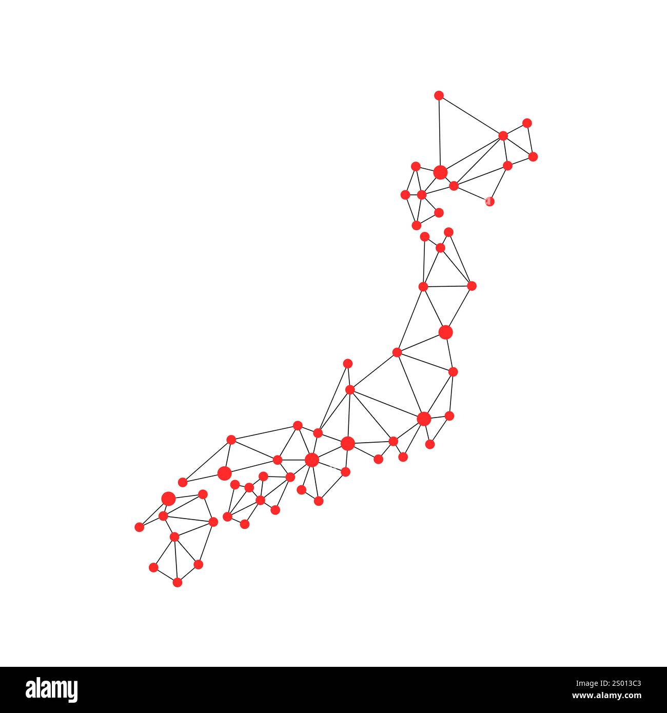 Japan map. Abstract geometric map - connection dots mesh lines Stock ...