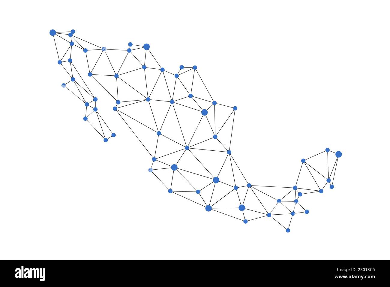 Mexico map. Abstract geometric map - connection dots mesh lines Stock ...