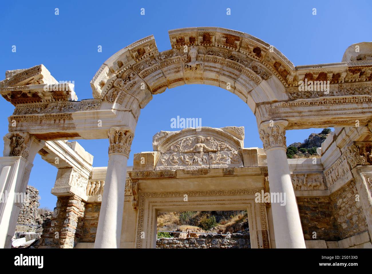 Temple of Hadrian in Ephesus. Ancient ruins in İzmir, Turkey Stock ...