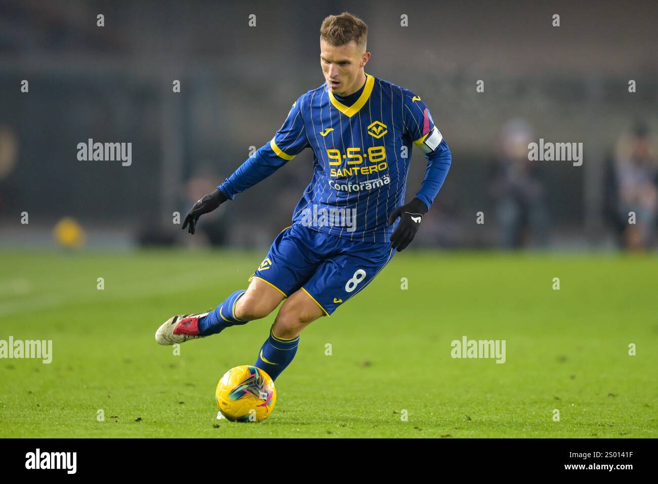 Hellas Verona's Darko Lazovic portrait in action with ball during ...