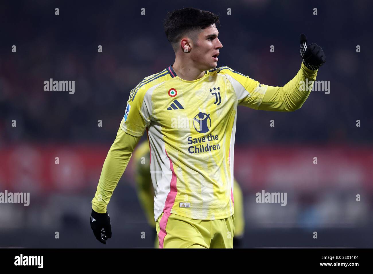 Monza, Italy. 22nd Dec, 2024. Vasilije Adzic of Juventus Fc gestures ...