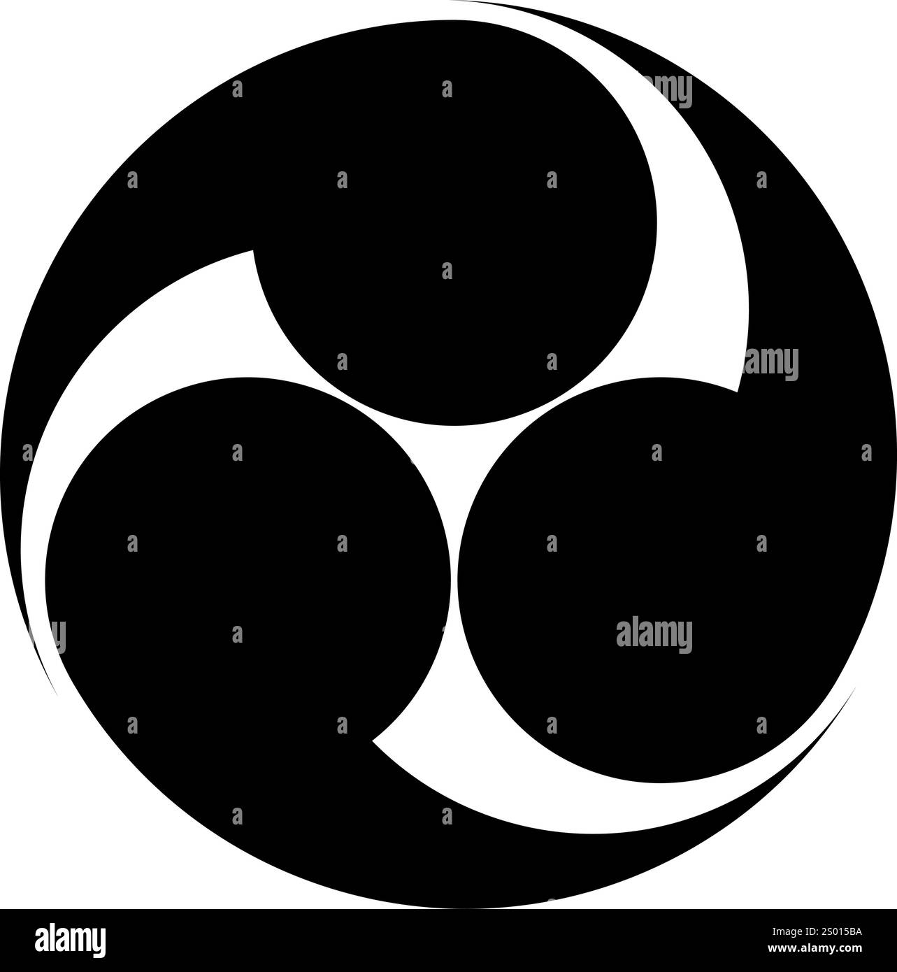 Black Hidari-mitsudomoe (left threefold tomoe) on a transparent ...