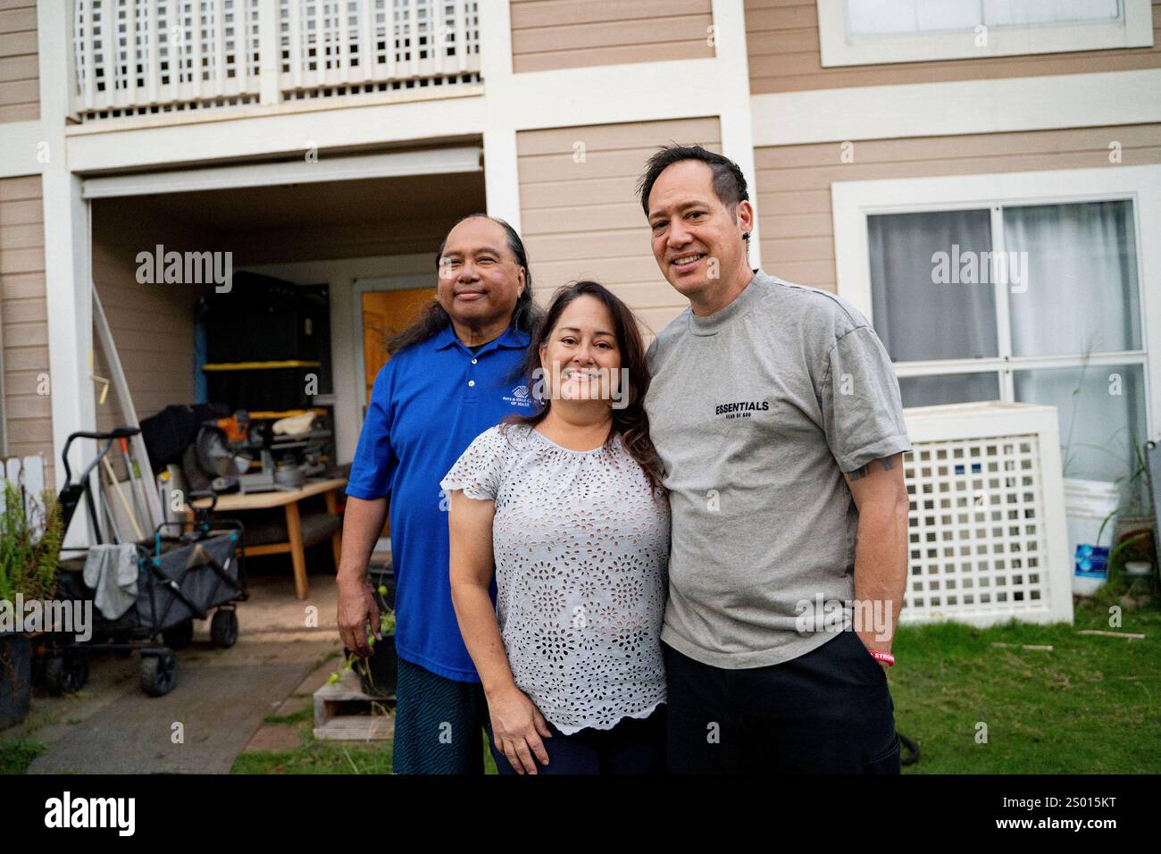 From left to right, Ron Sambrano, Tamara, and Kawehi Akiona pose for a ...