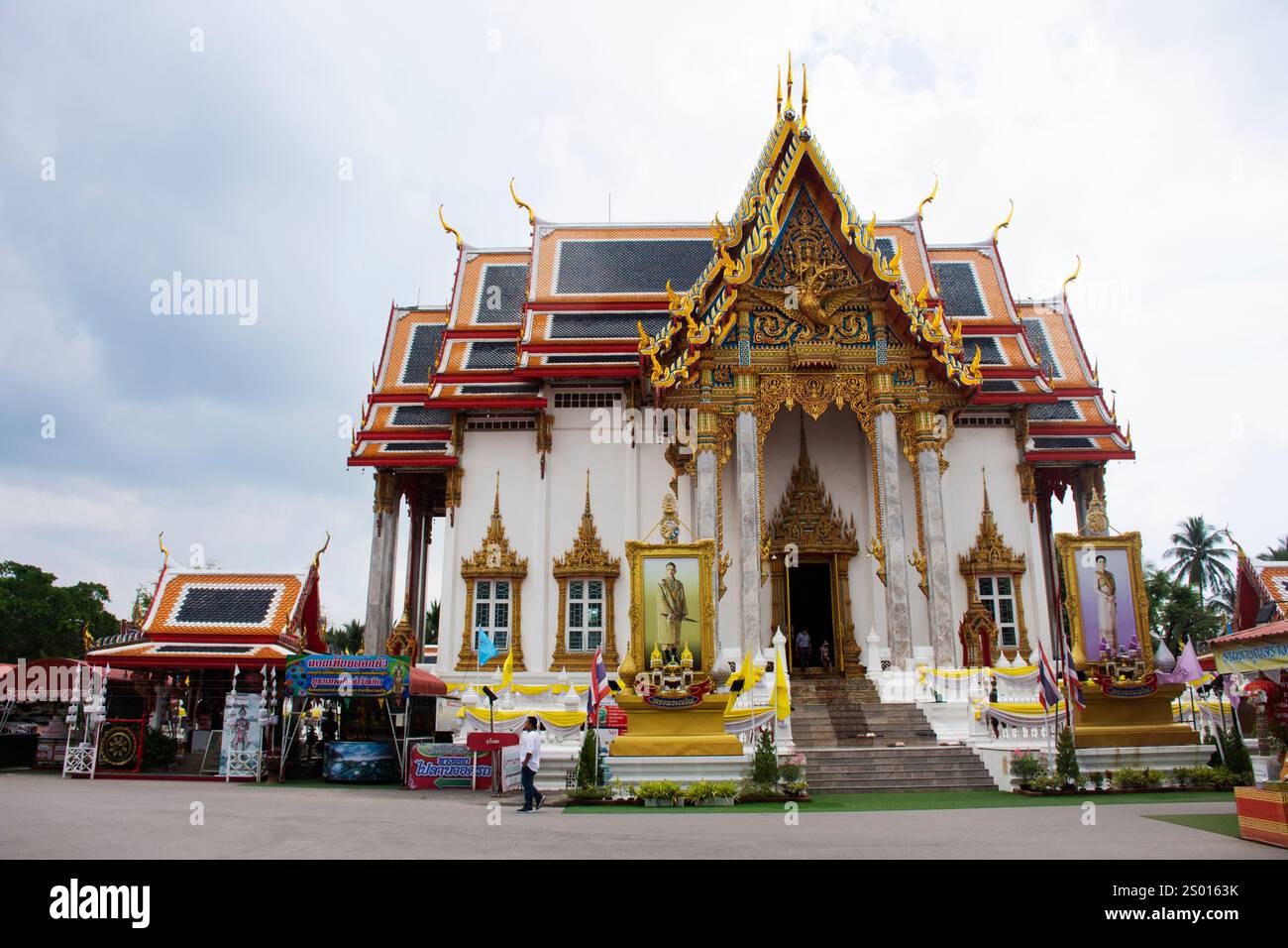 Ancient ordination hall or antique ubosot for thai people travelers ...