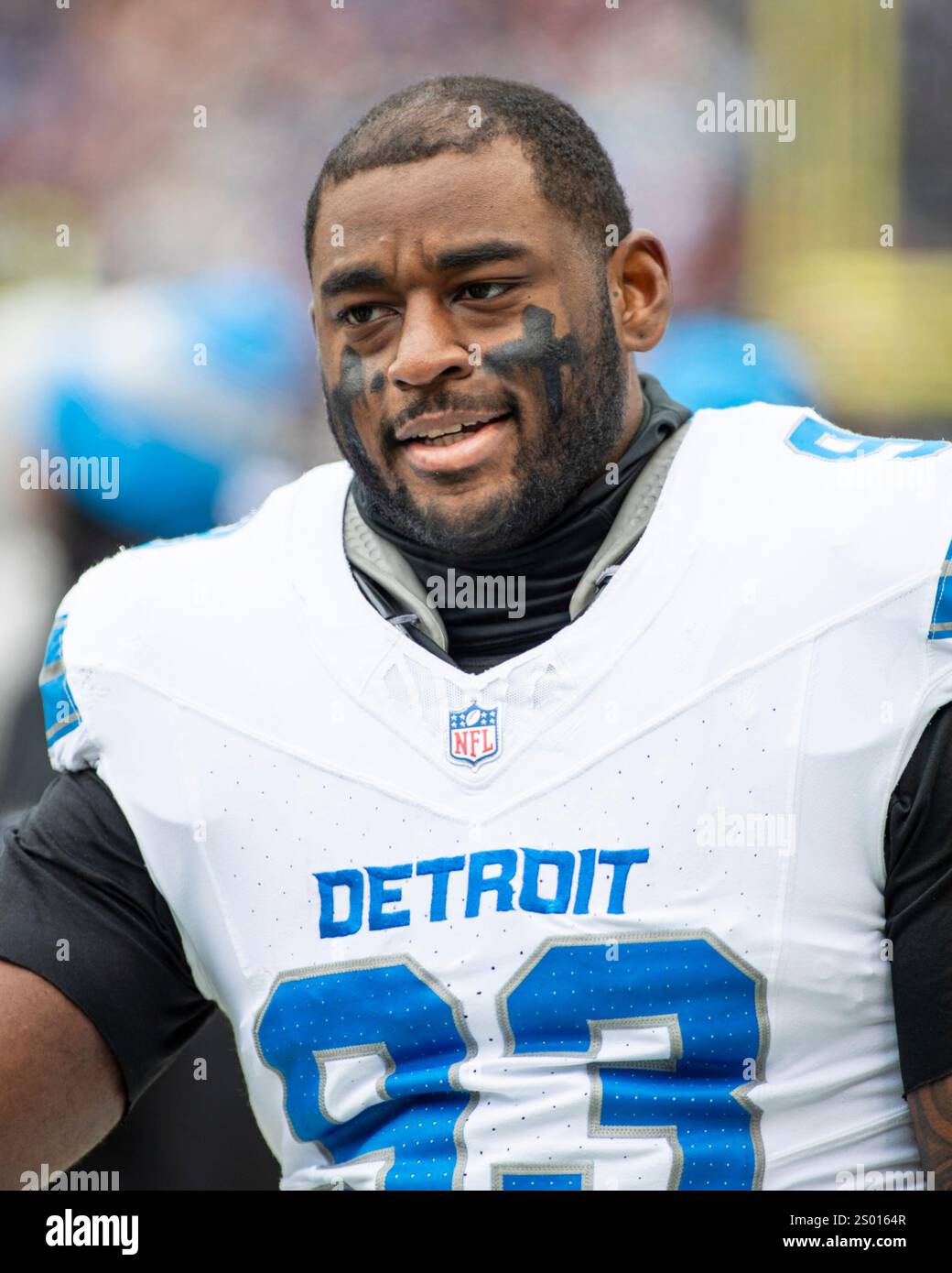 Detroit Lions Josh Paschal (93) on the sidelines before an NFL football ...