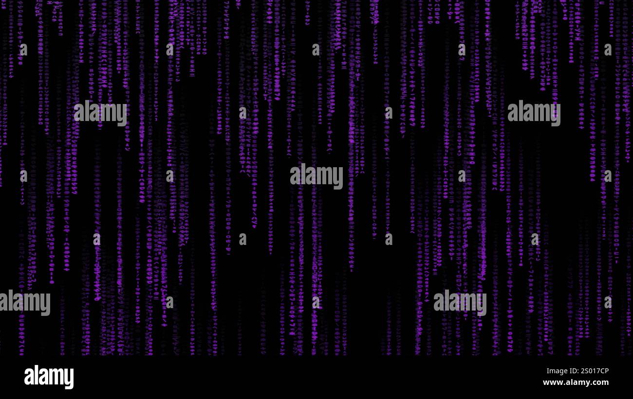Matrix code, digital rain background, The falling purple characters in ...