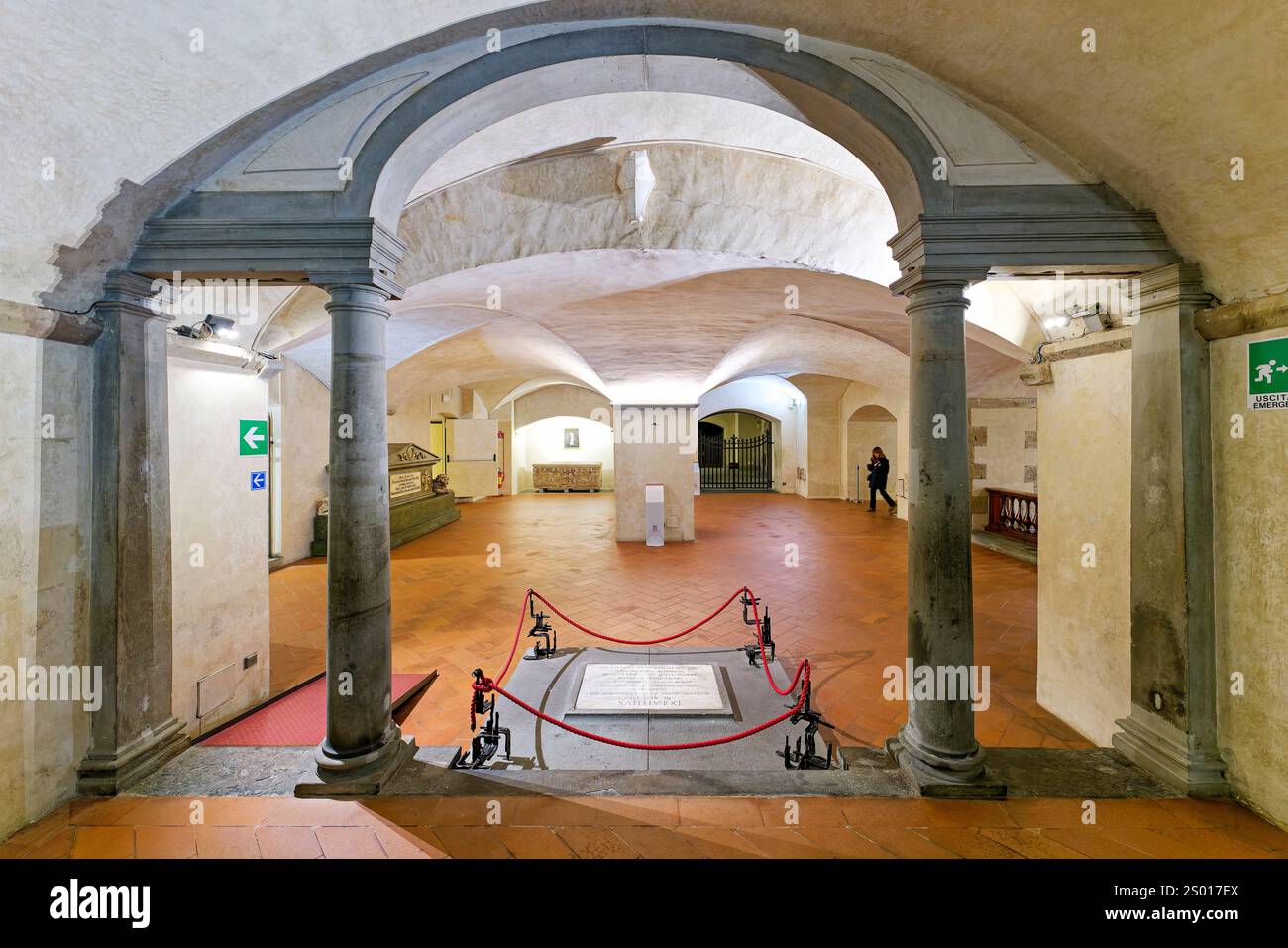 Florence Tuscany Italy. The crypt and Donatello's tomb in the Basilica ...