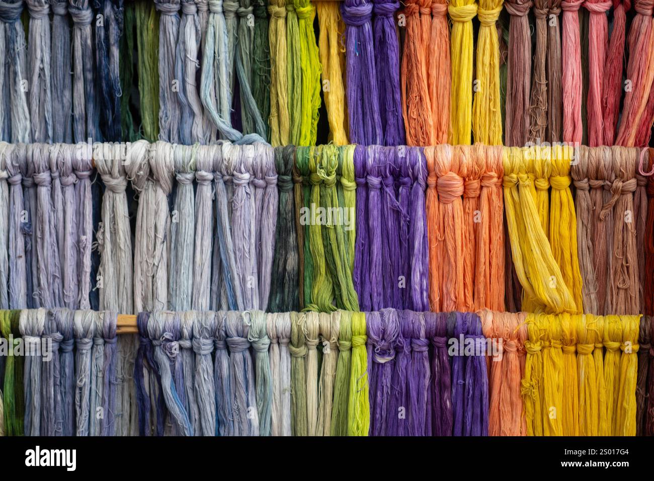 Different colored thread for textiles San Juan la Laguna, Lake Atitlan ...