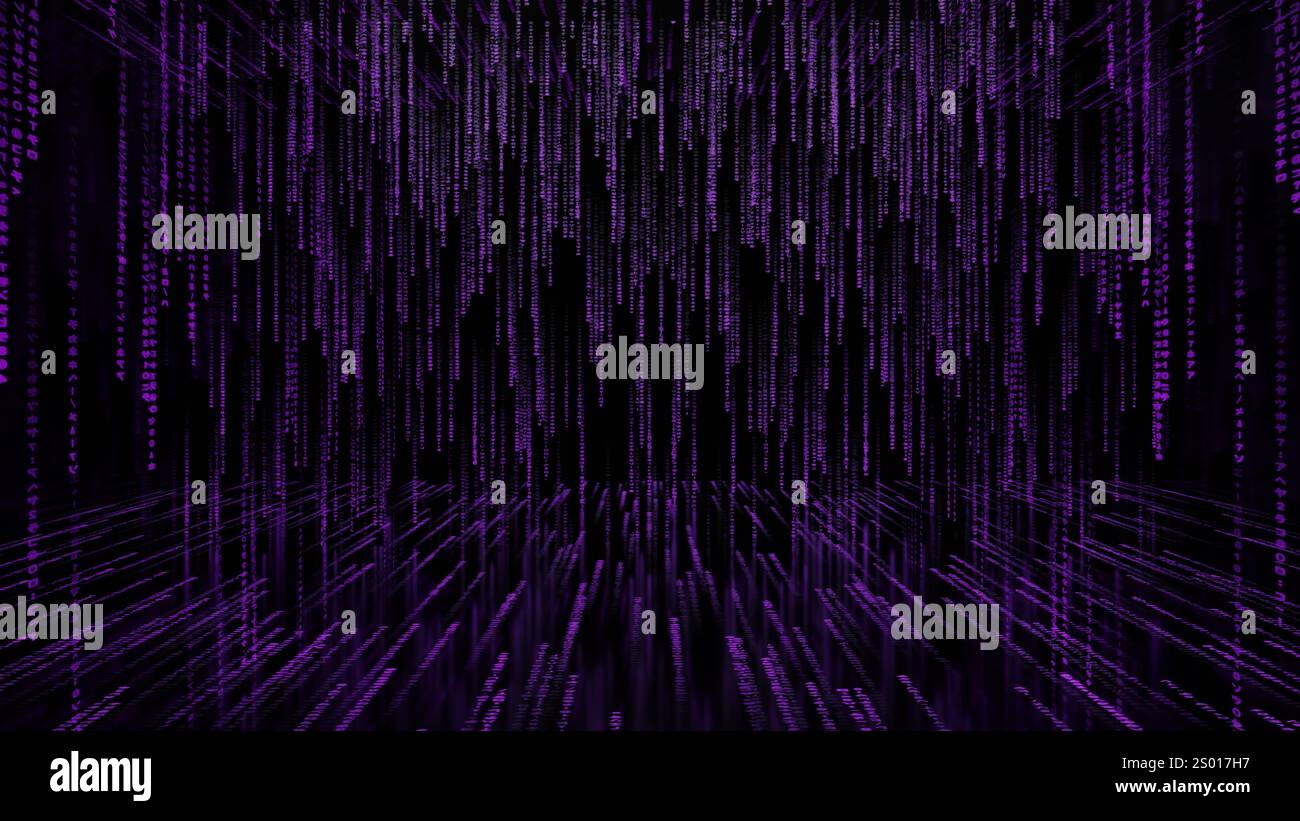 Purple digital matrix code rain hi-res stock photography and images - Alamy