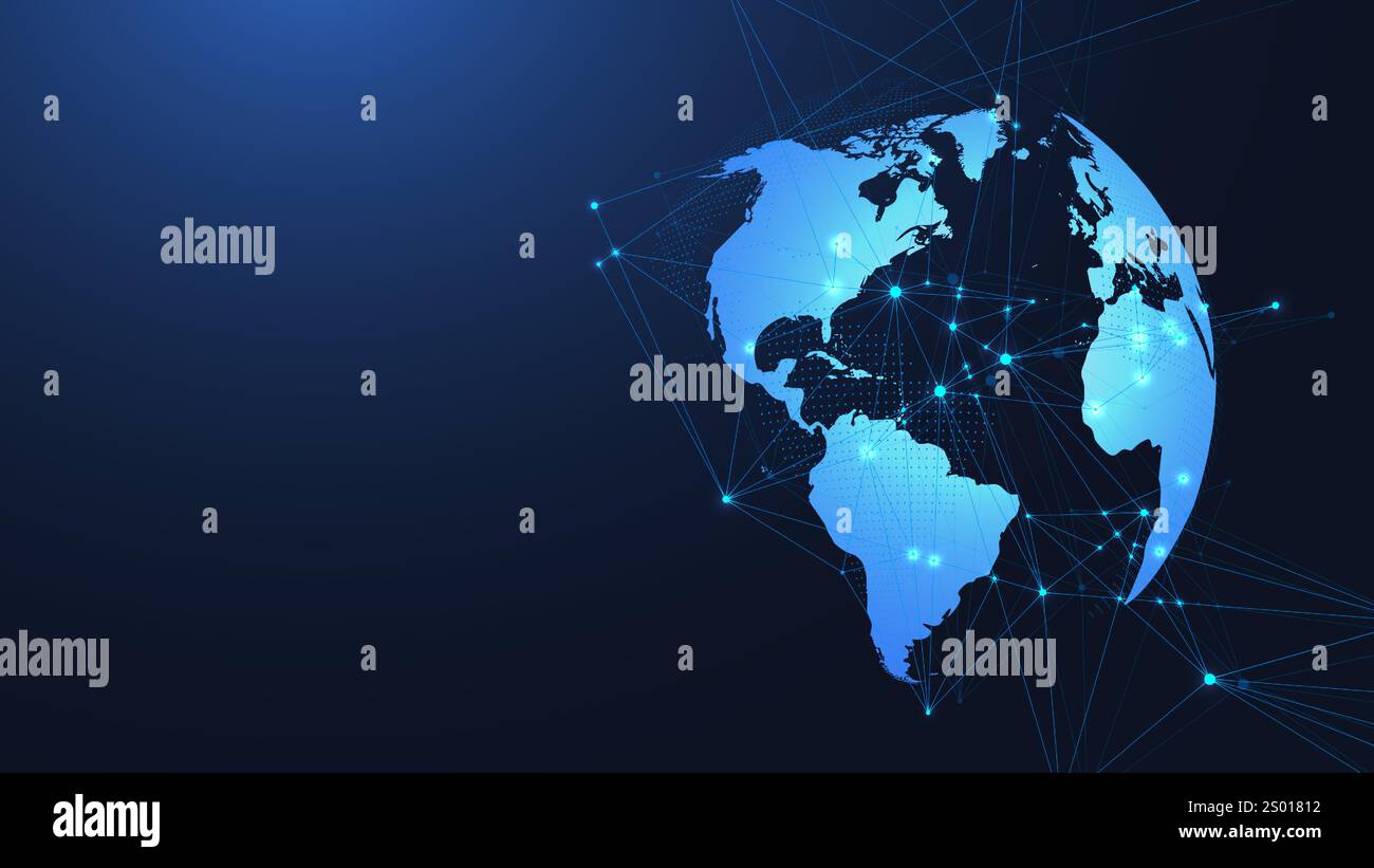 Global network connection concept. Big data visualization. Social ...