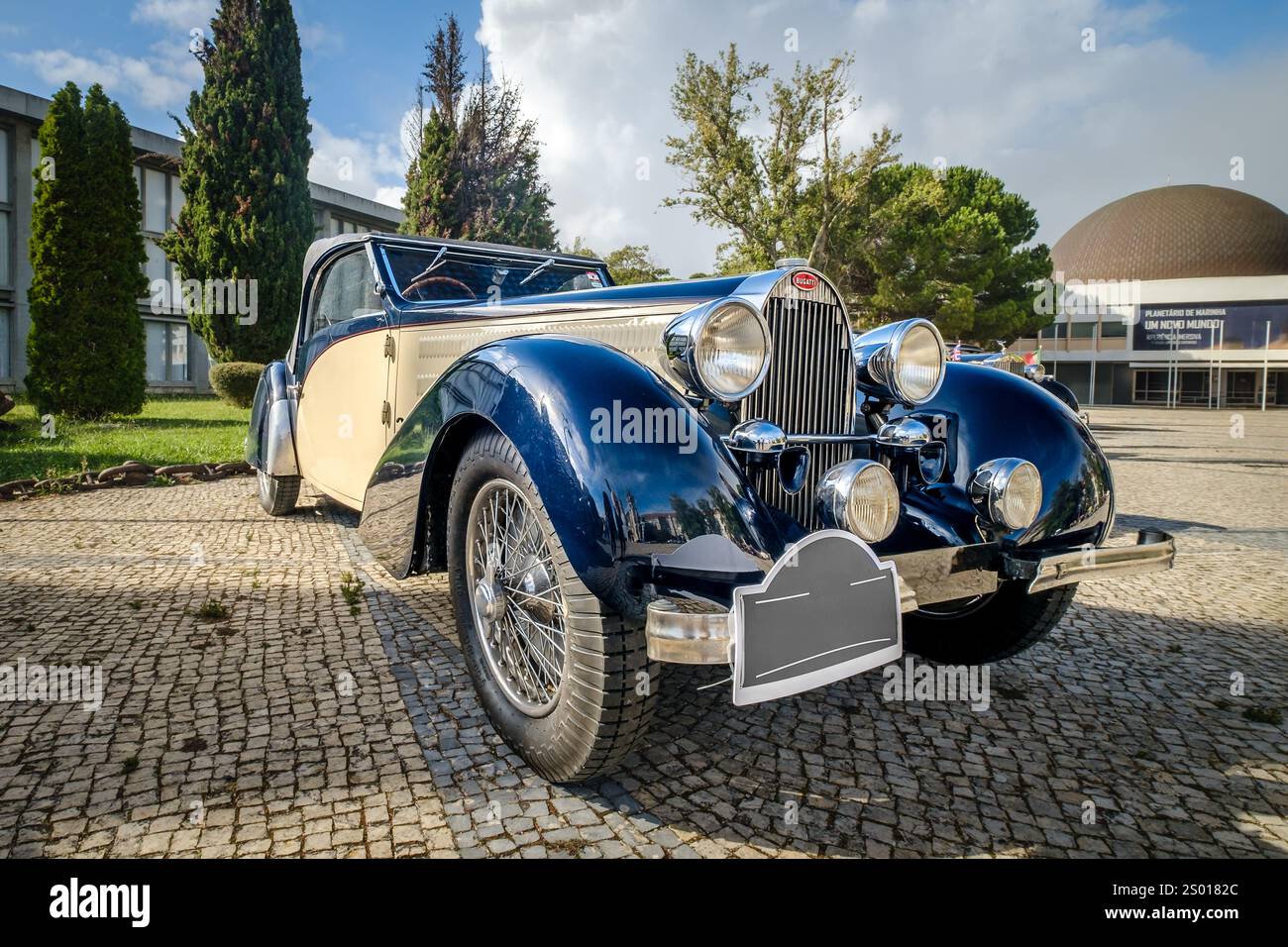 Lisbon, Portugal - Oct 15, 2023: Original two-tone, dark blue and ...