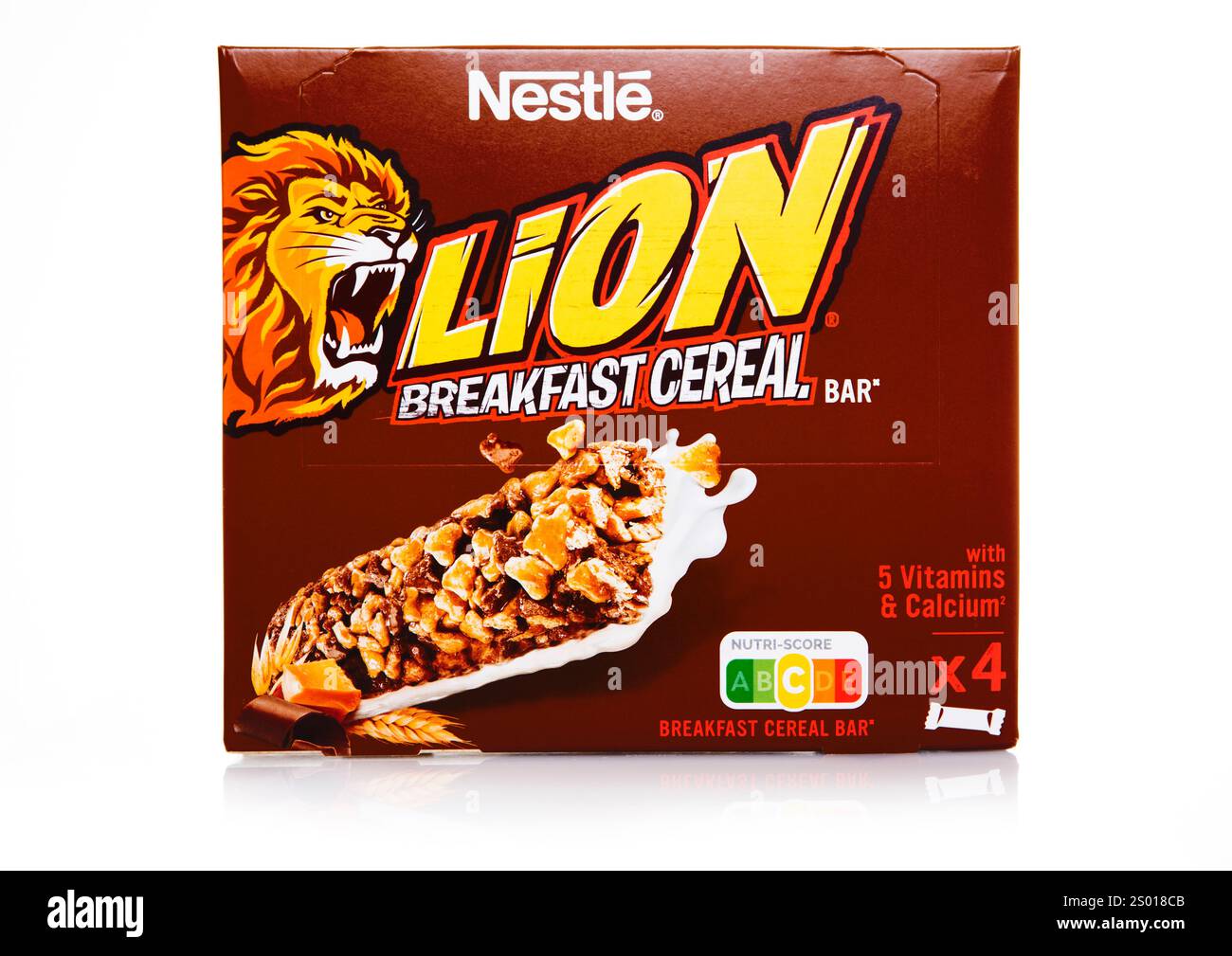 LONDON, UK - DECEMBER 25, 2024: Box of Lion breakfast cereal bars with ...