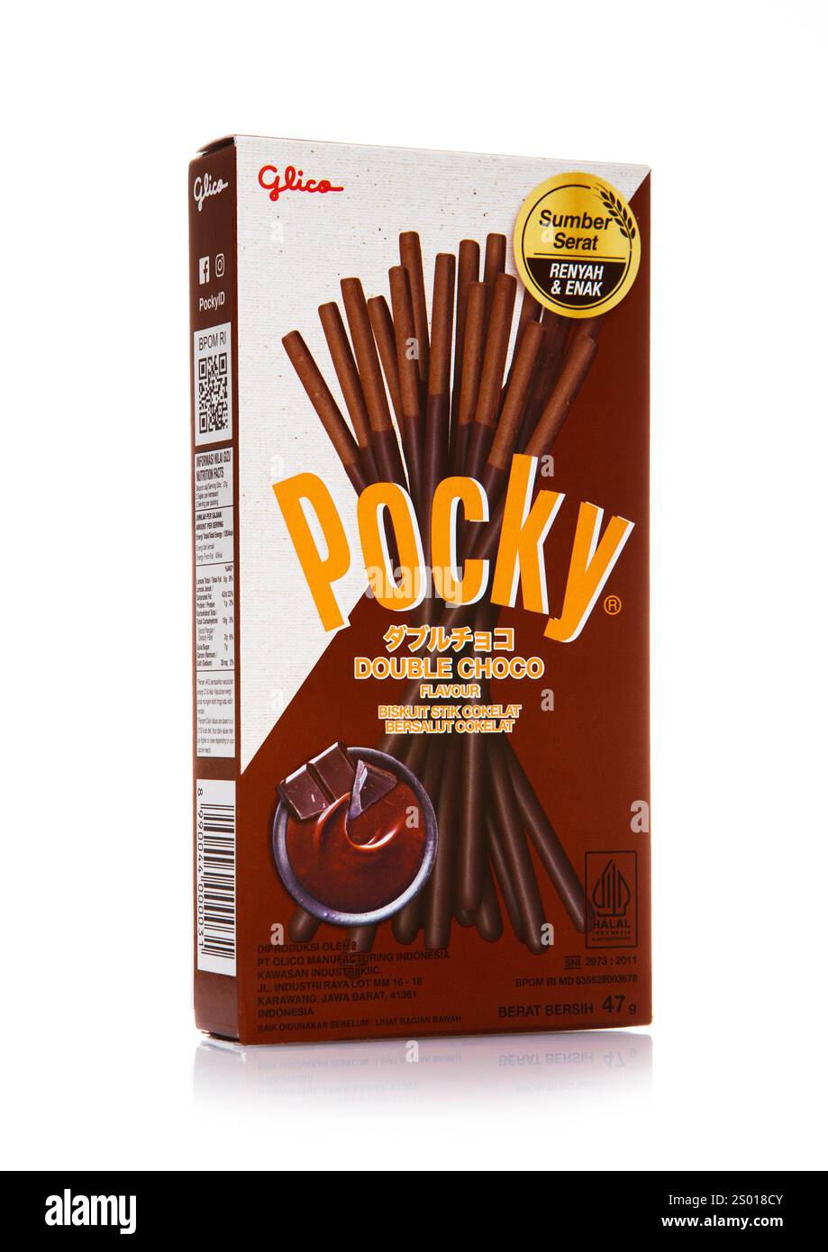 LONDON, UK - DECEMBER 18, 2024: Pocky original biscuit sticks coated with dark chocolate double ...