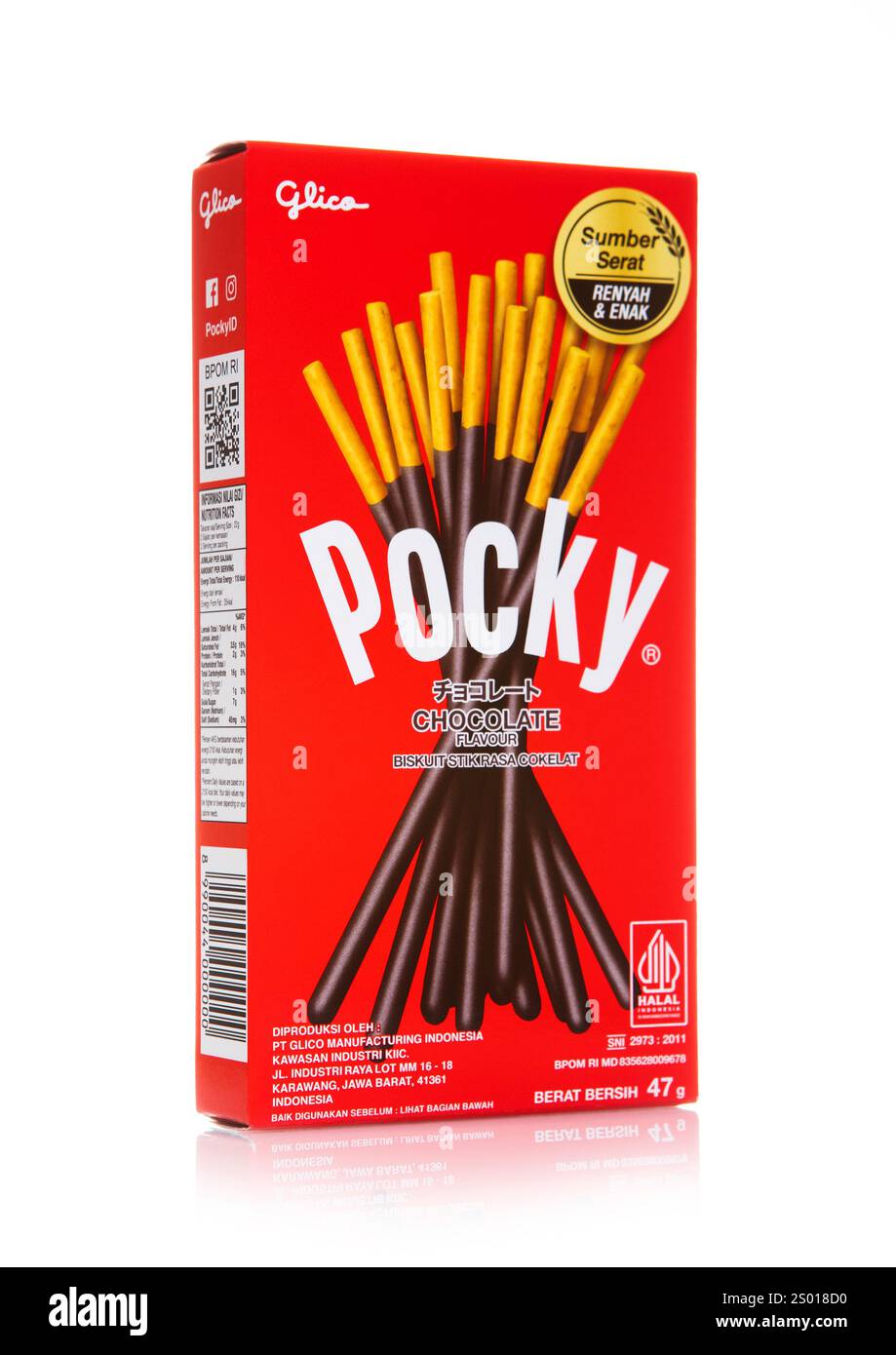 LONDON, UK - DECEMBER 18, 2024: Pocky original biscuit sticks coated with dark chocolate on ...