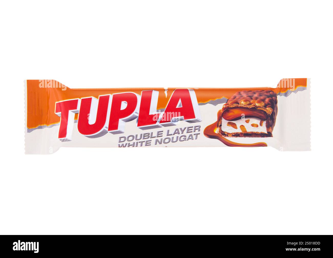 LONDON, UK - NOVEMBER 01, 2024: Tupla double layer white nougat bar ...