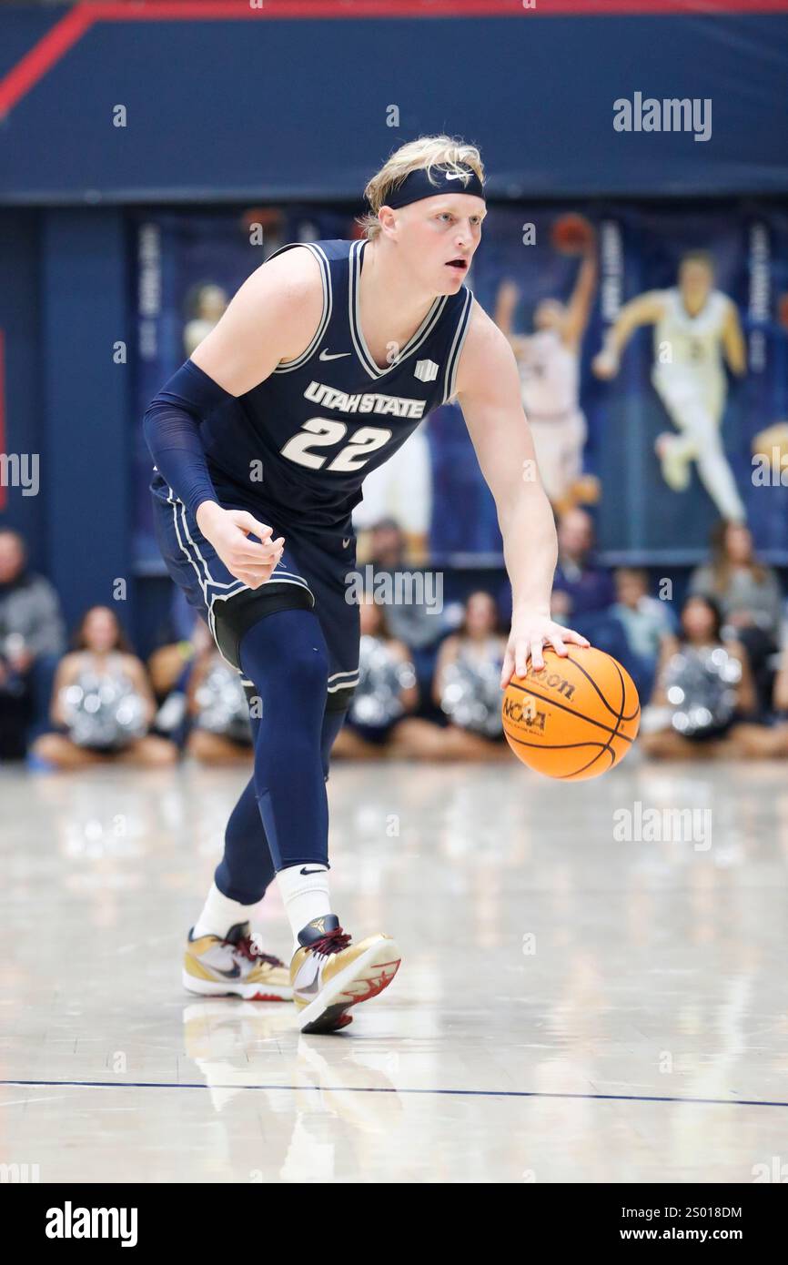 MORAGA, CA - DECEMBER 22: Utah State Aggies forward Karson Templin (22 ...