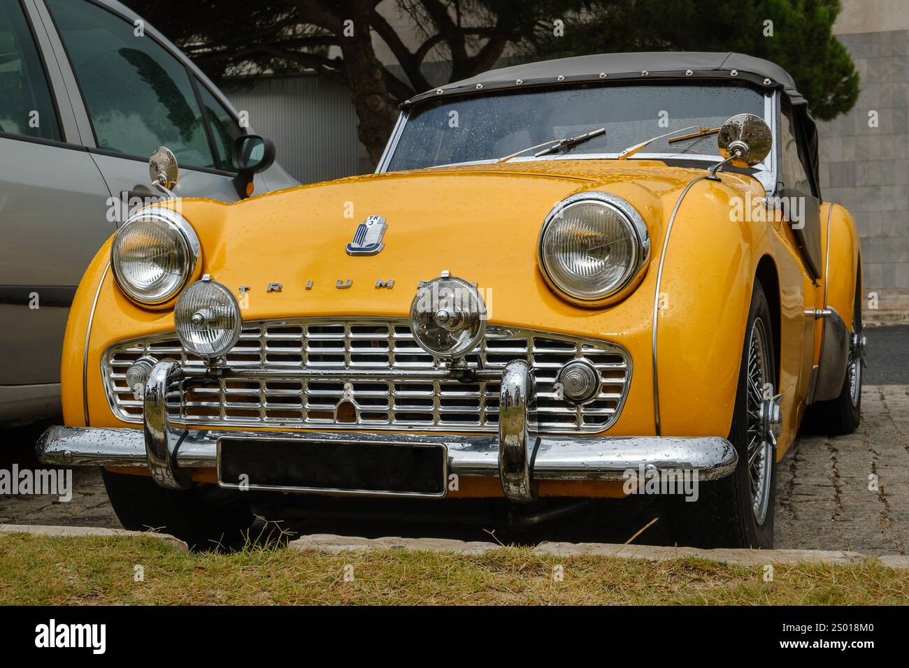 Lisbon, Portugal - Oct 15, 2023: Front view of yellow convertible ...