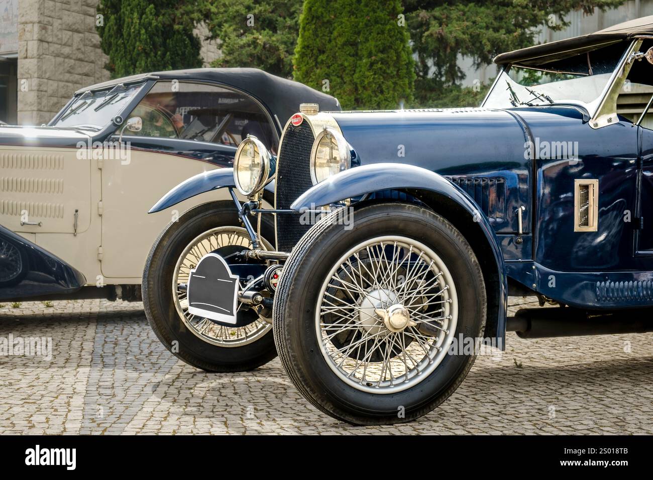 Lisbon, Portugal - Oct 15, 2023: Original dark blue lacquered Bugatti ...