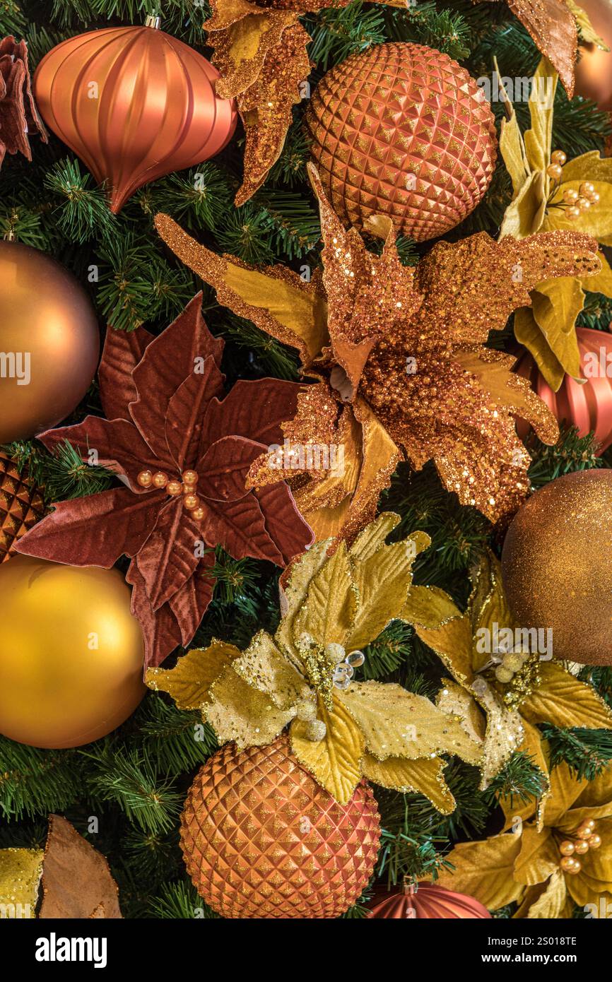 Christmas Tree Decorations Detail Stock Photo - Alamy