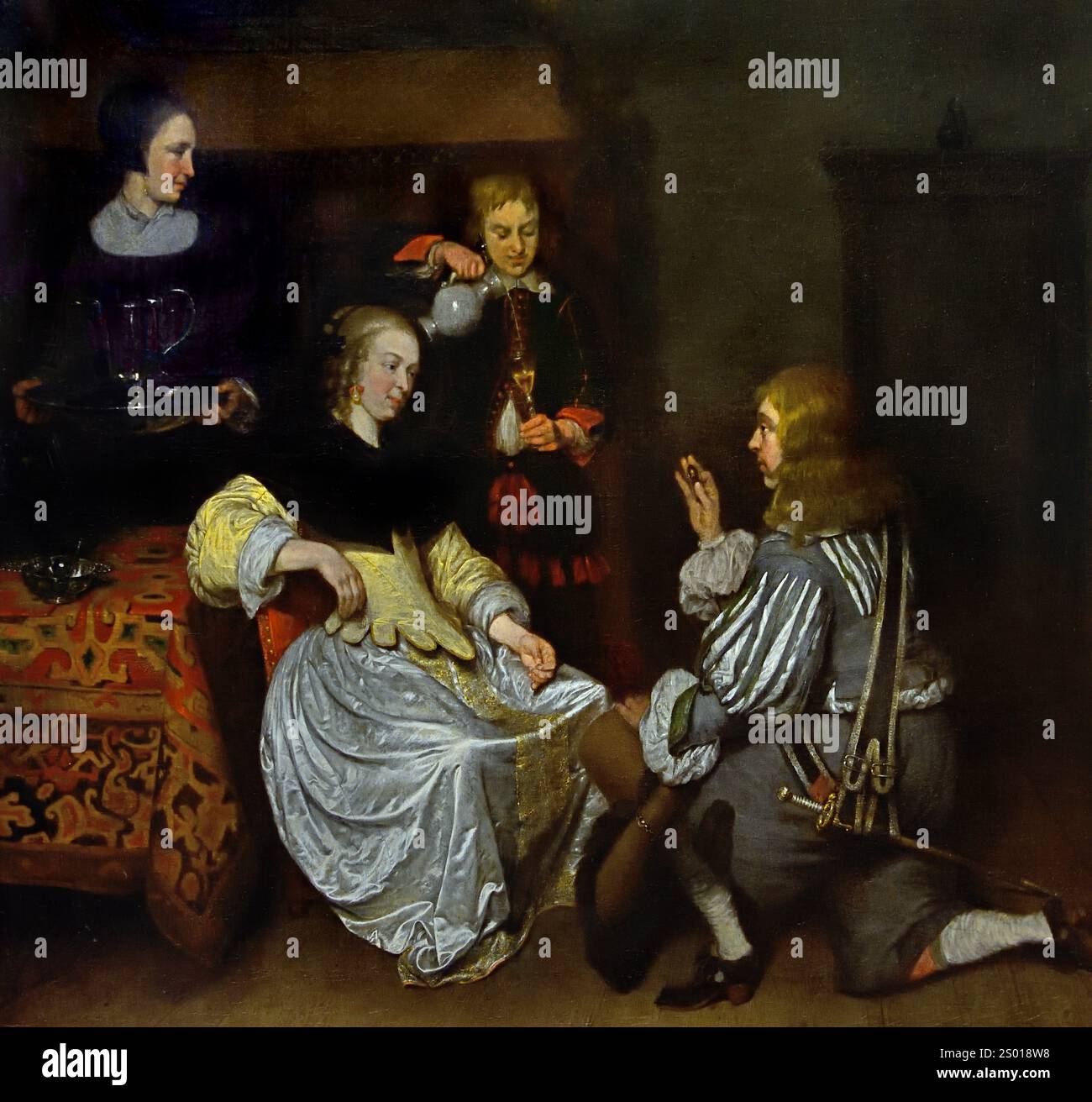 The Presentation of a Medallion Portrait 1658-1660 by Caspar Netscher ...