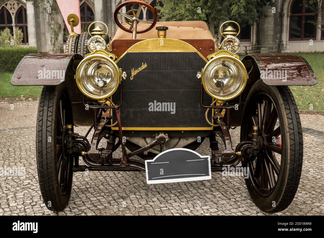Lisbon, Portugal - Oct 15, 2023: Front view of original car Mercedes ...