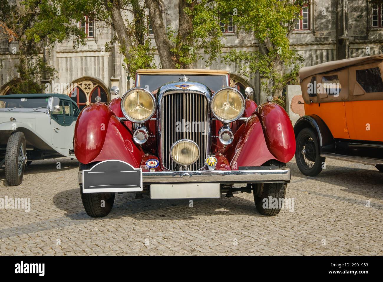 Lisbon, Portugal - Oct 15, 2023: Front view of vintage Lagonda LG45 ...