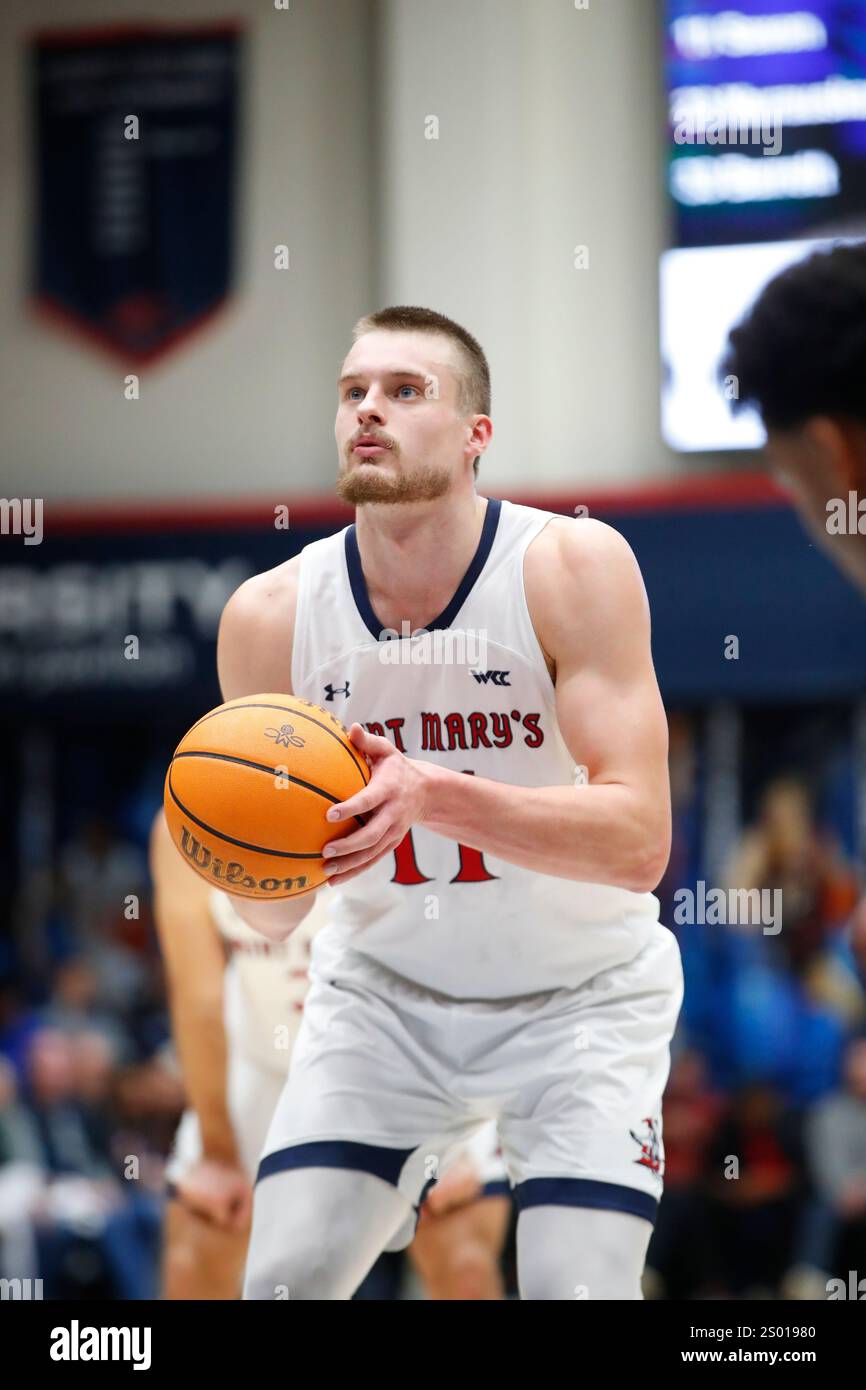 MORAGA, CA - DECEMBER 22: St. Mary's Gaels center Mitchell Saxen (11 ...
