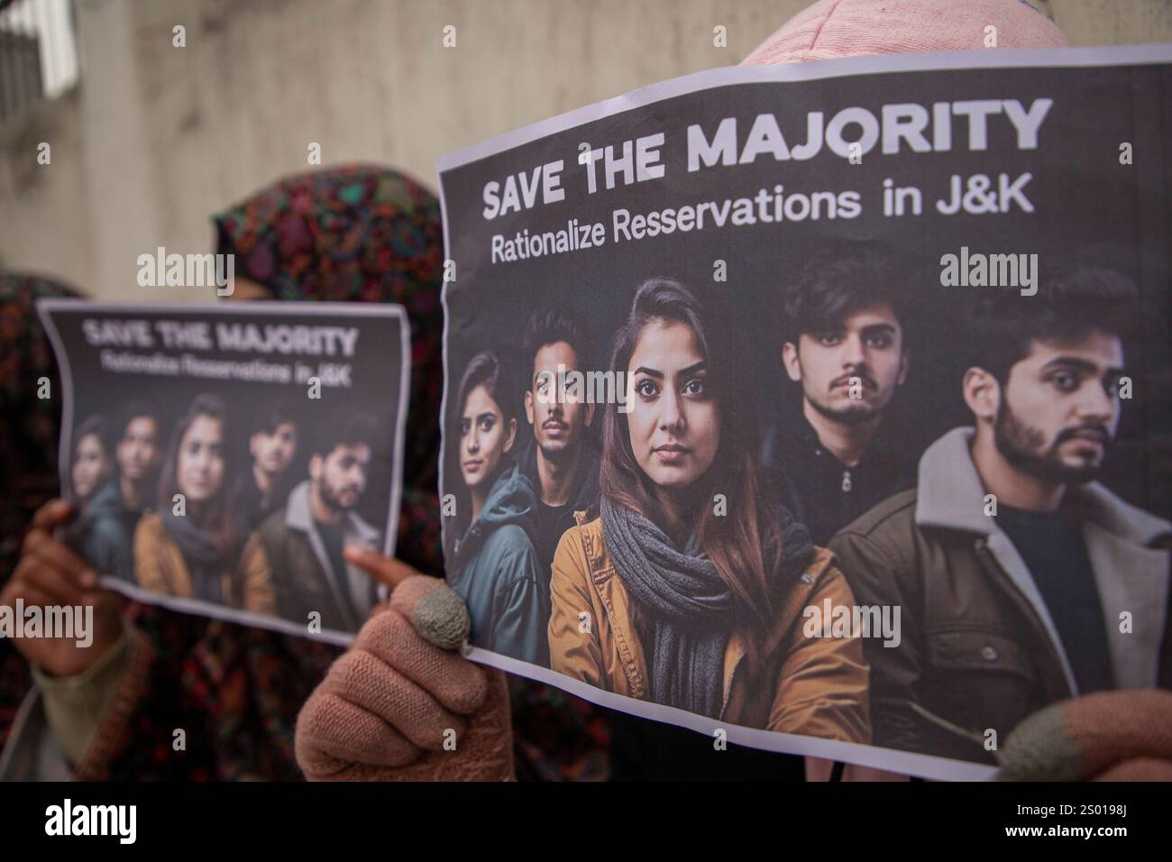 Kashmiri medical students hold placards as they take part in a protest ...