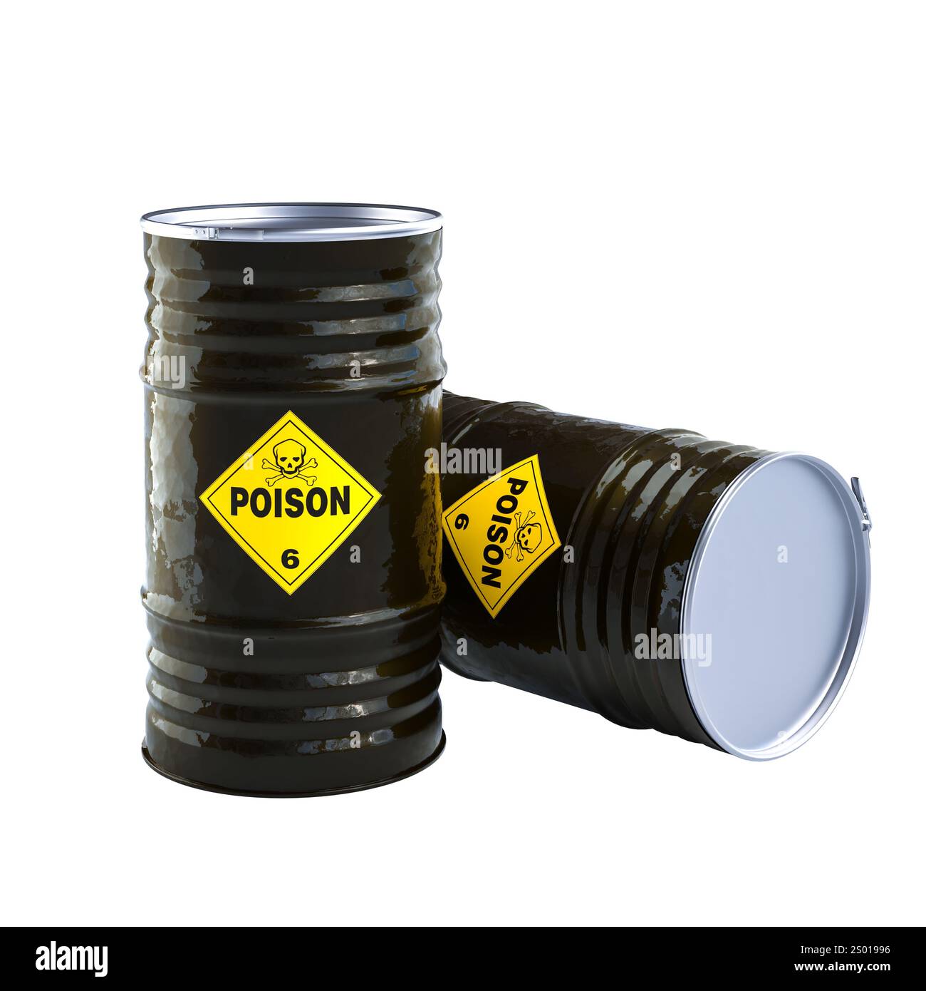 black barrels containing poisonous substances transparent background 3d ...