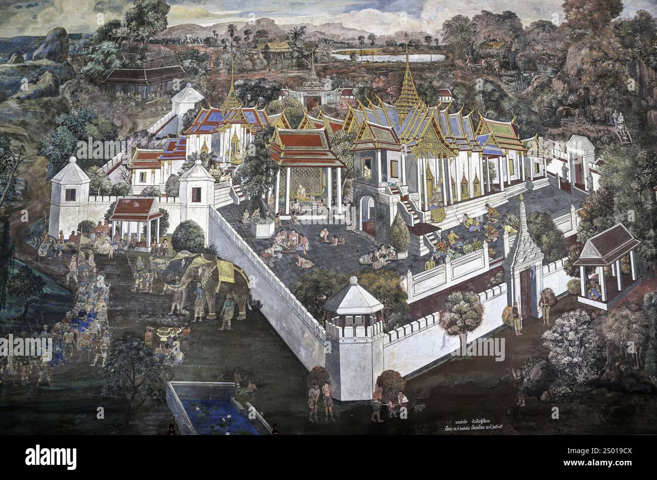 Mural painting in Wat Phra Kaew, Temple of the Emerald Buddha, Bangkok ...