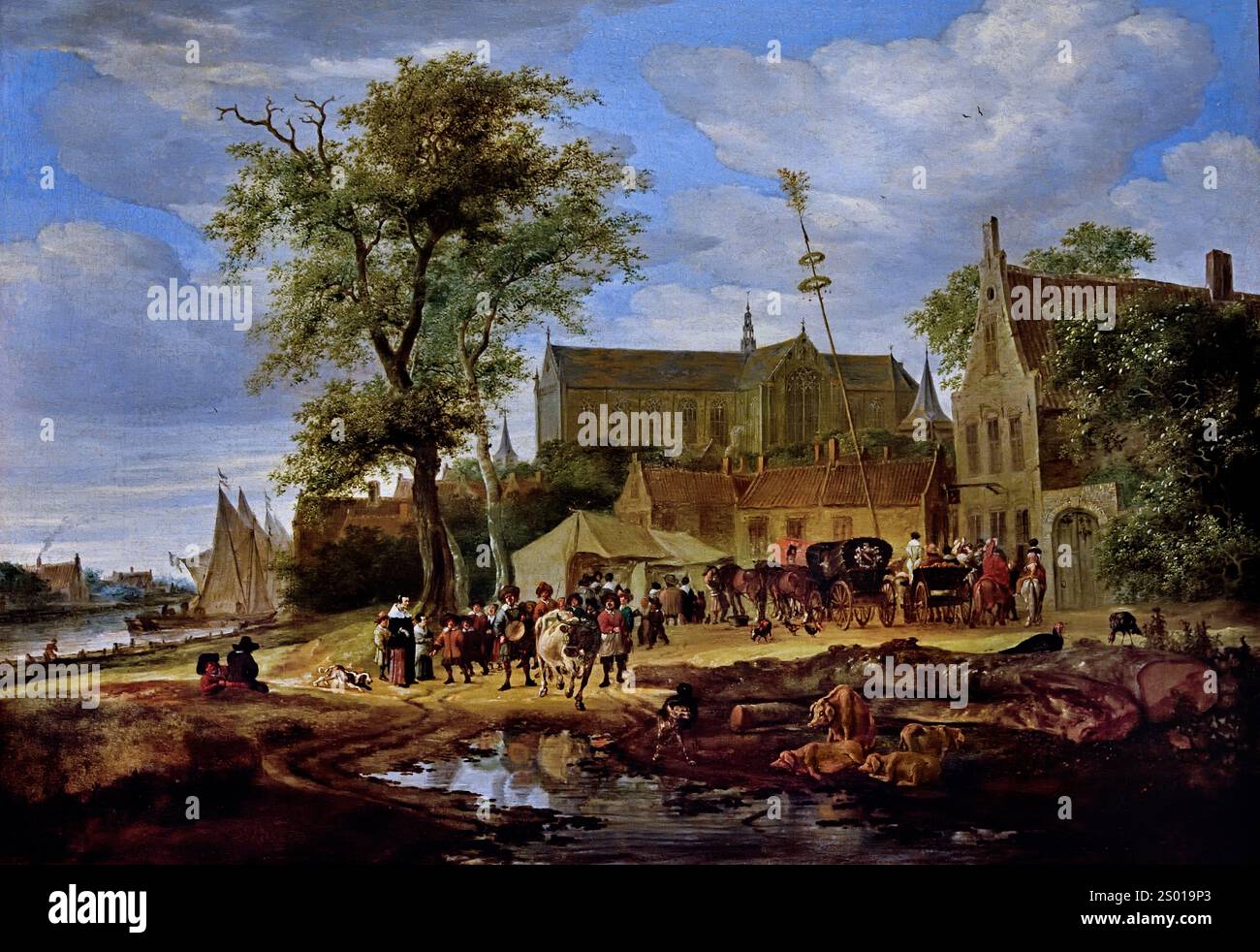 Travellers before an Inn with a Maypole, 1664, Salomon Jacobsz. van ...