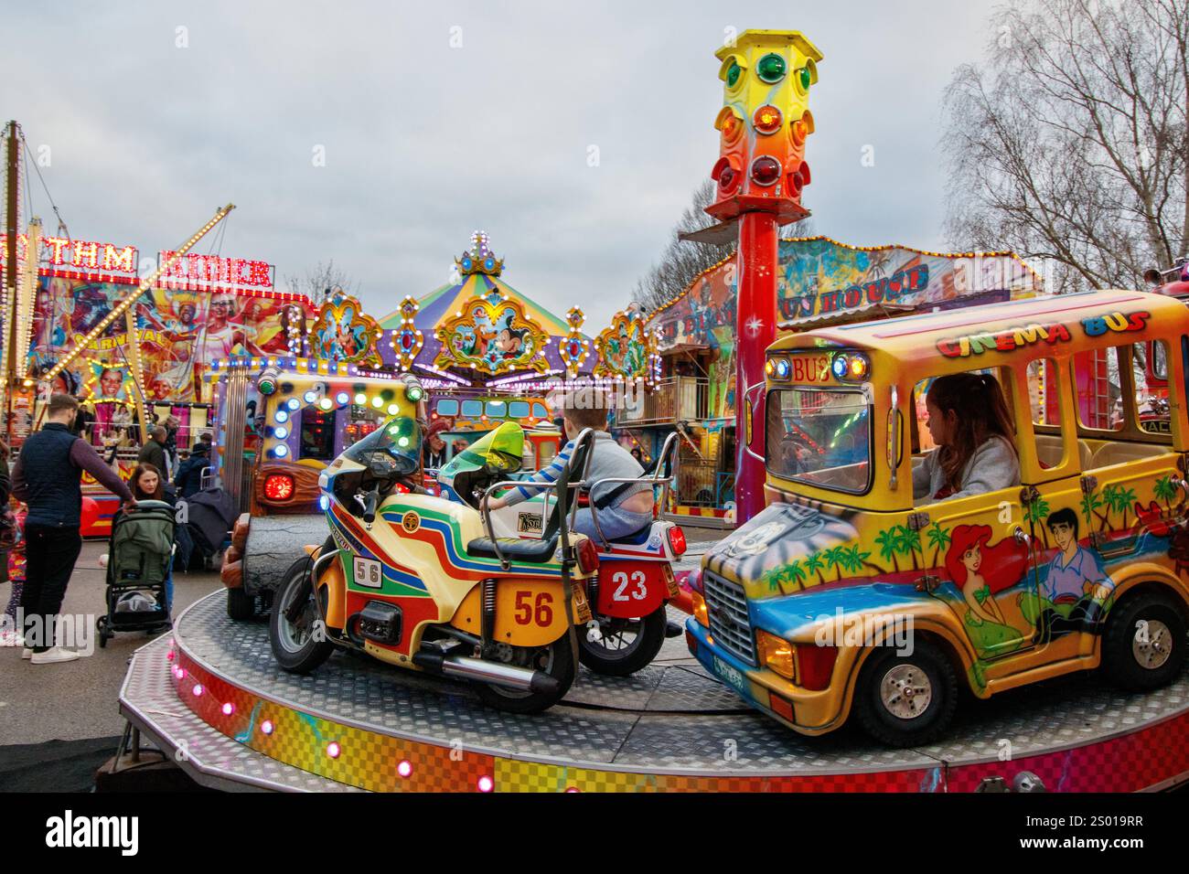 The funfair at the Atherstone Dickens event that takes place in the ...