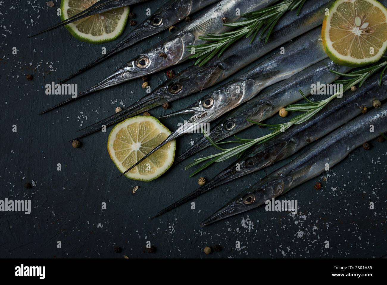 Fresh, Black Sea fish. raw, sargan, sea pike, top view, no people Stock ...