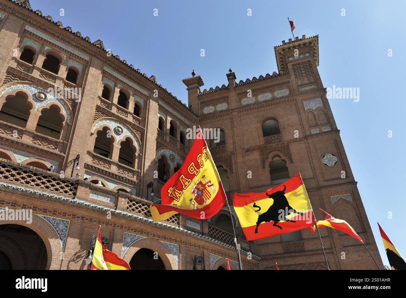 Madrid, Spain, Europe, Historic building with Spanish and bullfighting ...