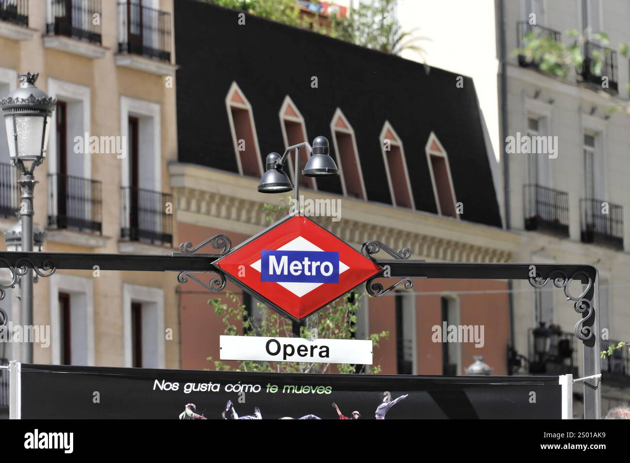 Madrid, Spain, Europe, Entrance to the Opera metro station in Madrid ...