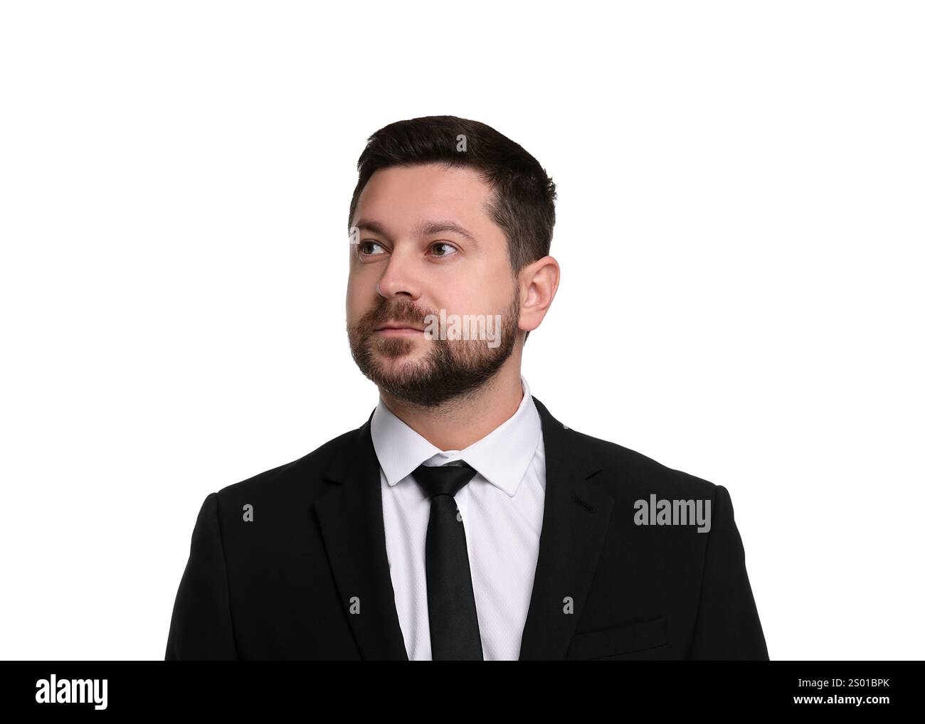 Portrait of banker in jacket on white background Stock Photo - Alamy