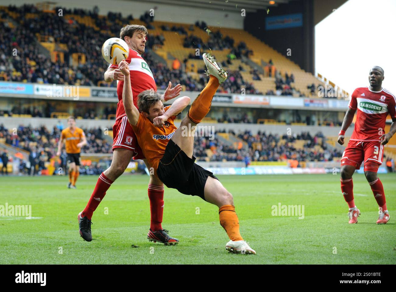 Kevin Doyle of Wolverhampton Wanderers and Jonathan Woodgate of ...