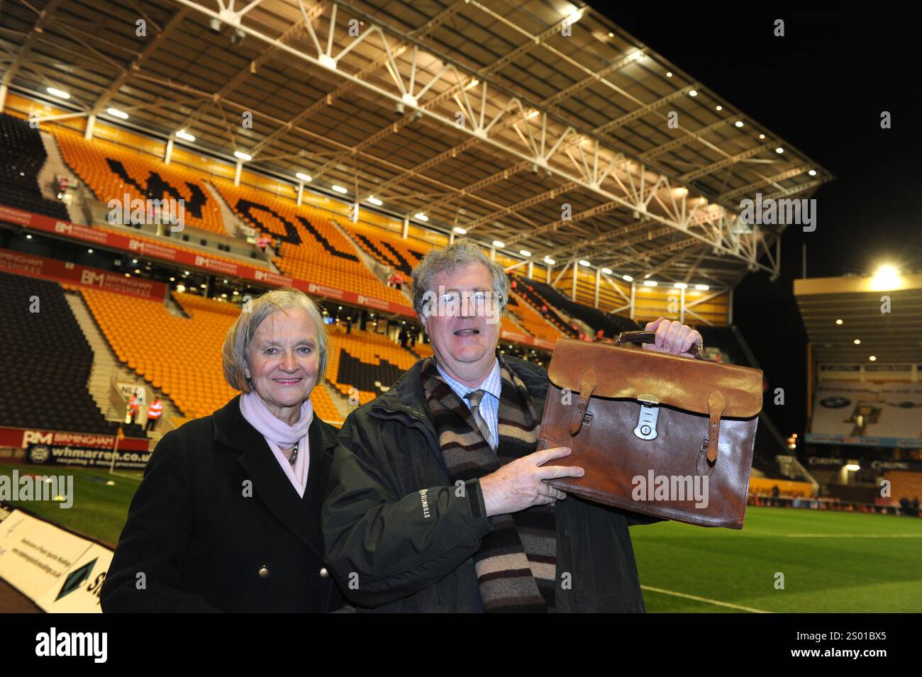 Rev Andrew Cullis and his wife Liz with Stan Cullis's brief case which ...