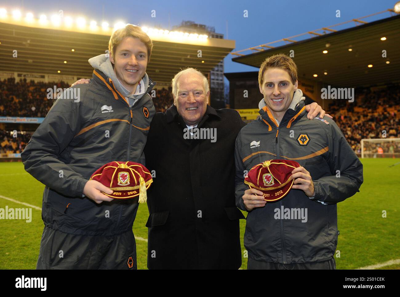 Former Wolves and England footballer Ron Flowers with Wayne Hennessey ...