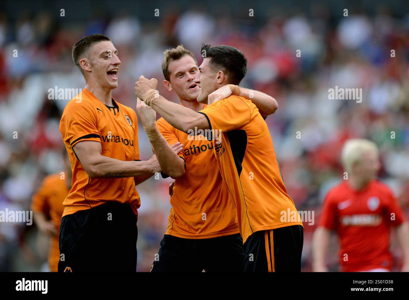 Danny Batth of Wolverhampton Wanderers celebrates scoring with Jake ...