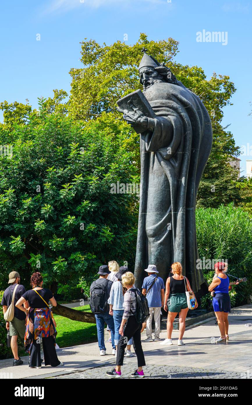 Split, Croatia - September 20, 2024: Tourists in the front of the ...