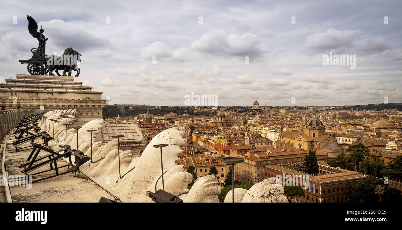 A panoramic view of Rome, Italy, showcasing historical architecture and ...