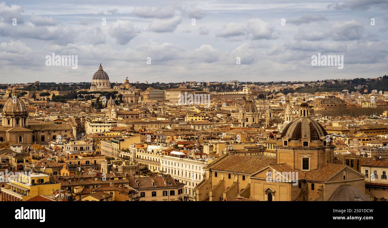 A panoramic view of Rome showcasing its historic architecture, with ...